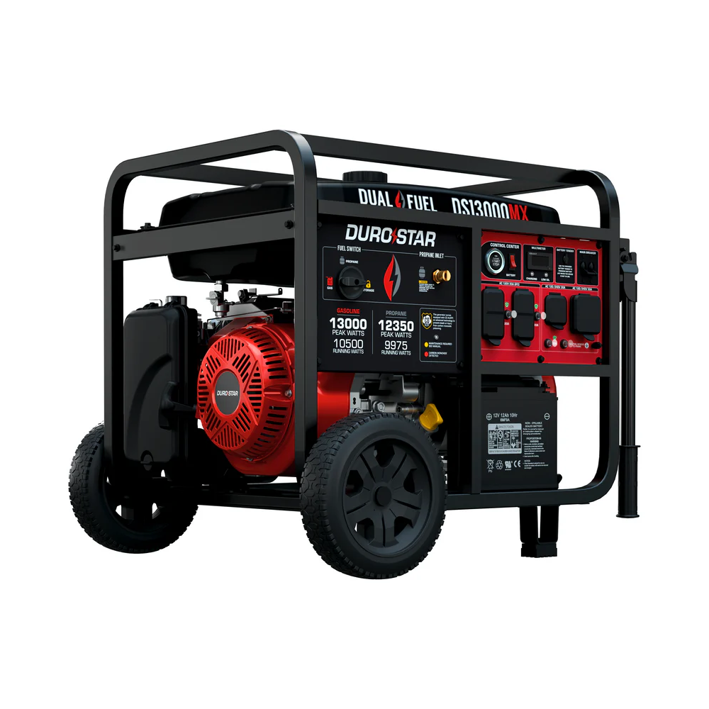 DuroStar DS13000MX 13,000W/10,500W 500cc Electric Start Dual Fuel ...